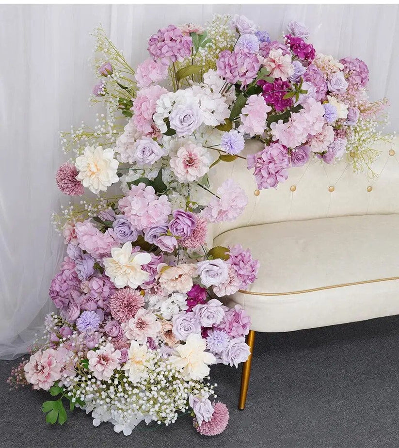 Pink Purple Babysbreath Dahlia 5D Flower Row Arrangement – WeddingStory ...